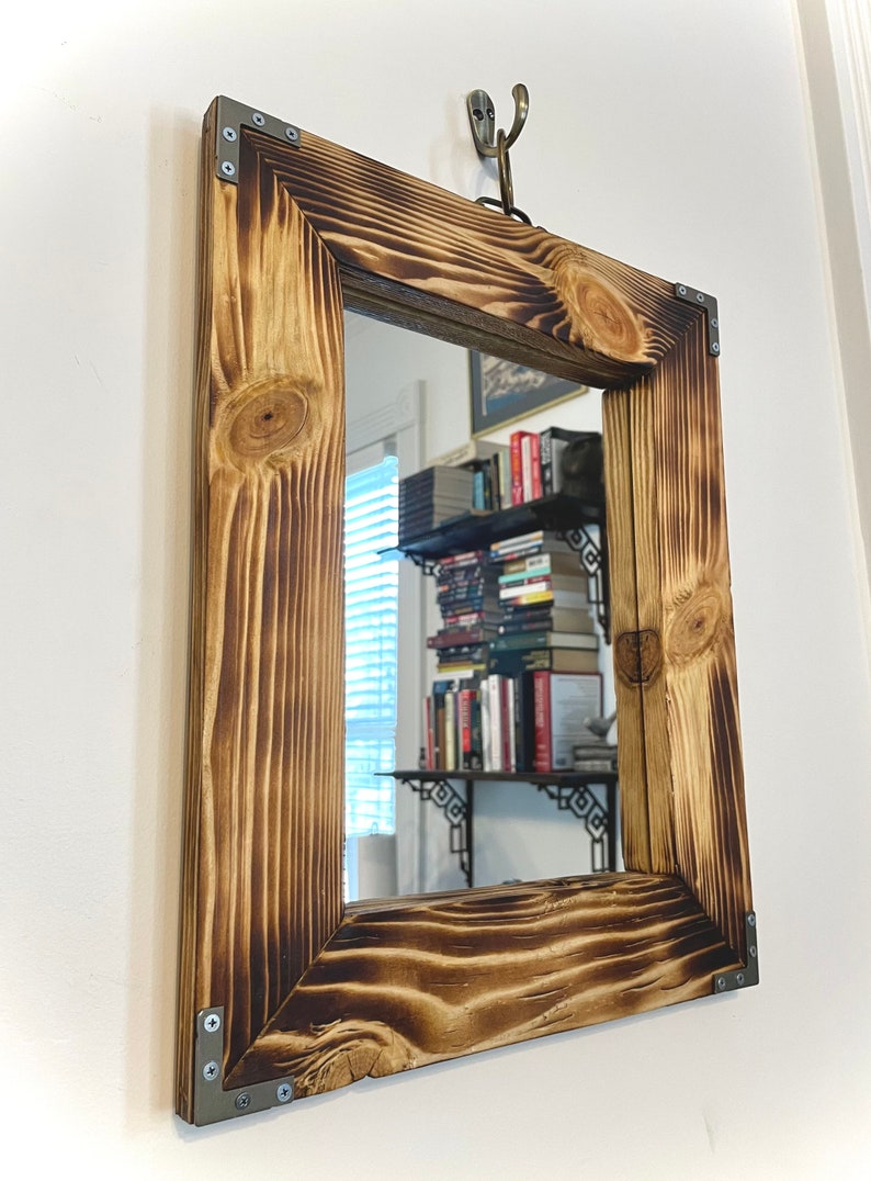 Rustic, Farmhouse Decor Wall Mirror With Bronze Door Pull and Hook ...