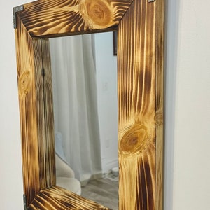 Rustic, Farmhouse Decor Wall Mirror With Bronze Door Pull and Hook ...