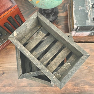 Turquoise Dark Wood Box With Slat Bottom, Pallet Box, Wooden Slatted ...