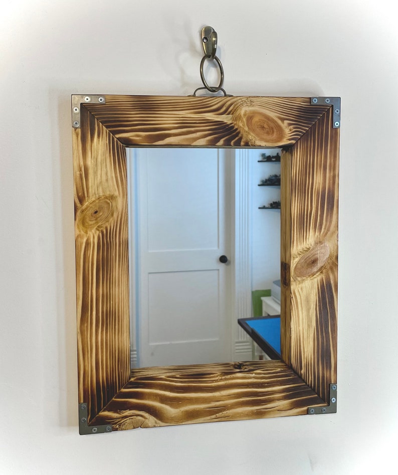 Rustic, Farmhouse Decor Wall Mirror With Bronze Door Pull and Hook ...
