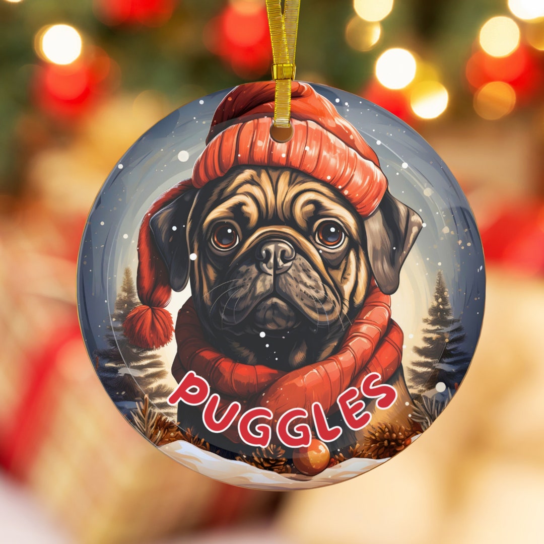 Pug Ornament Dogs Ornaments Custom Dog Ornaments Pug Name Ornament Pug ...