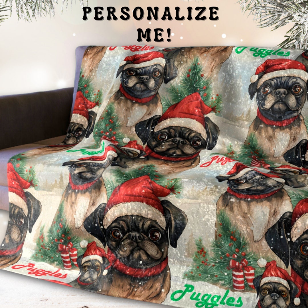 Pug Blanket Pug Dog Blanket Custom Dog Blanket Pug Gifts Pug Christmas ...