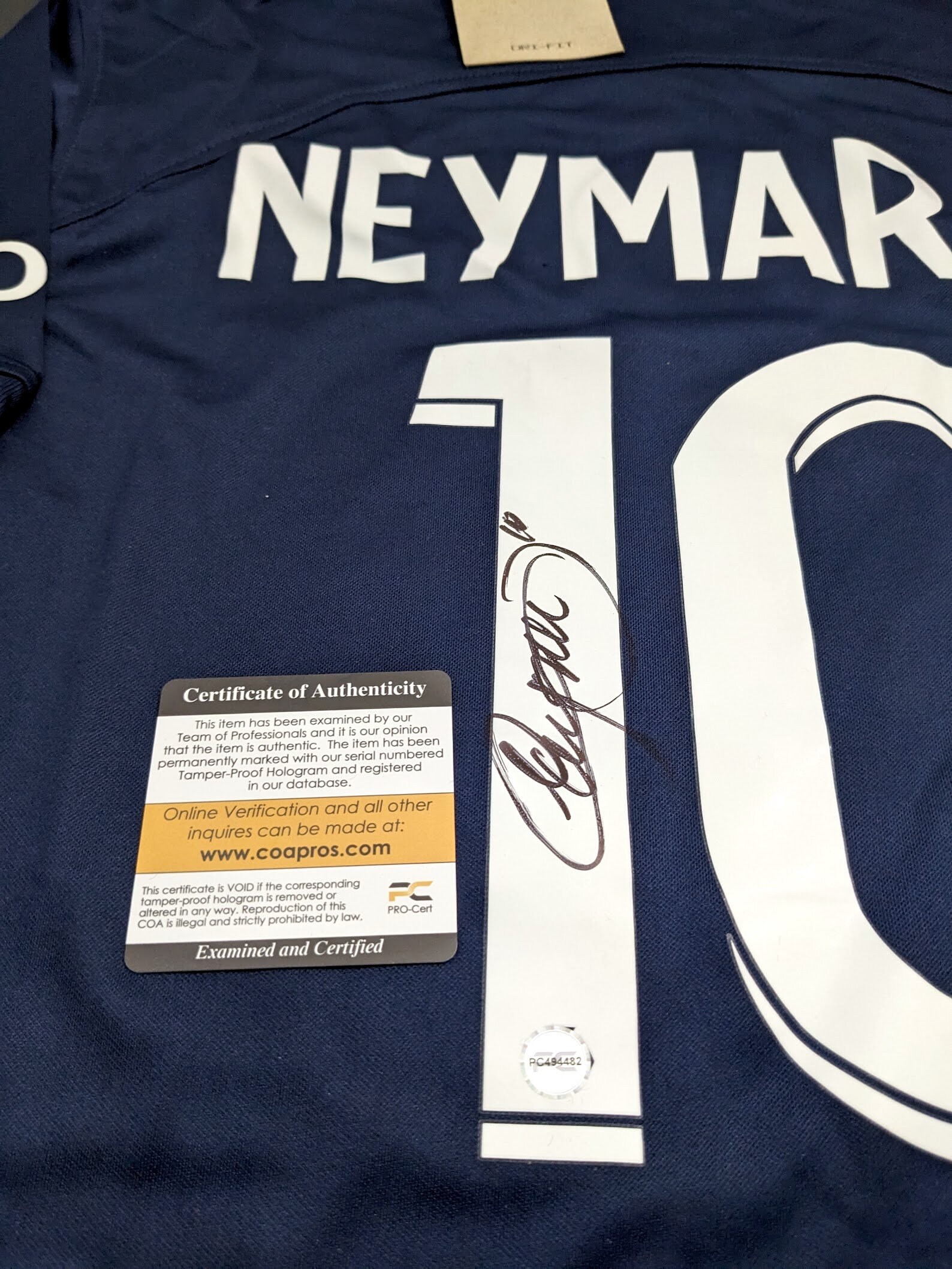 Neymar Jr Paris Saint-germain Autographed Signed Jersey With - Etsy