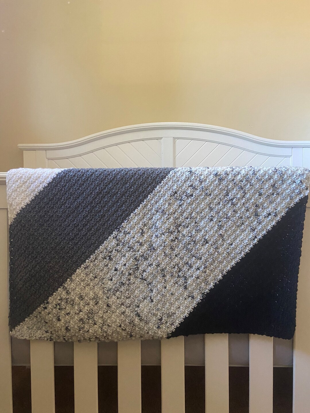 Striped Crochet Baby Blanket | Handmade Acrylic Stroller Blanket - Etsy