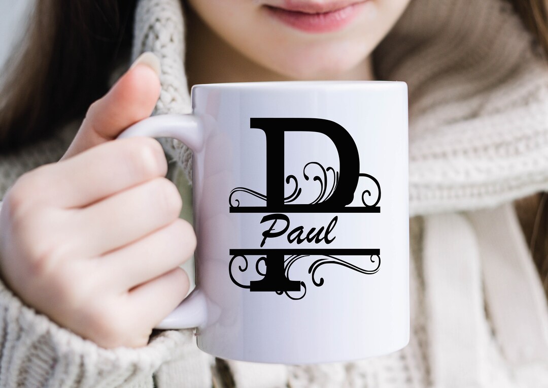 Handmade Monogram Ceramic Mugs, Custom Coffee Mugs, Your Text or Name ...