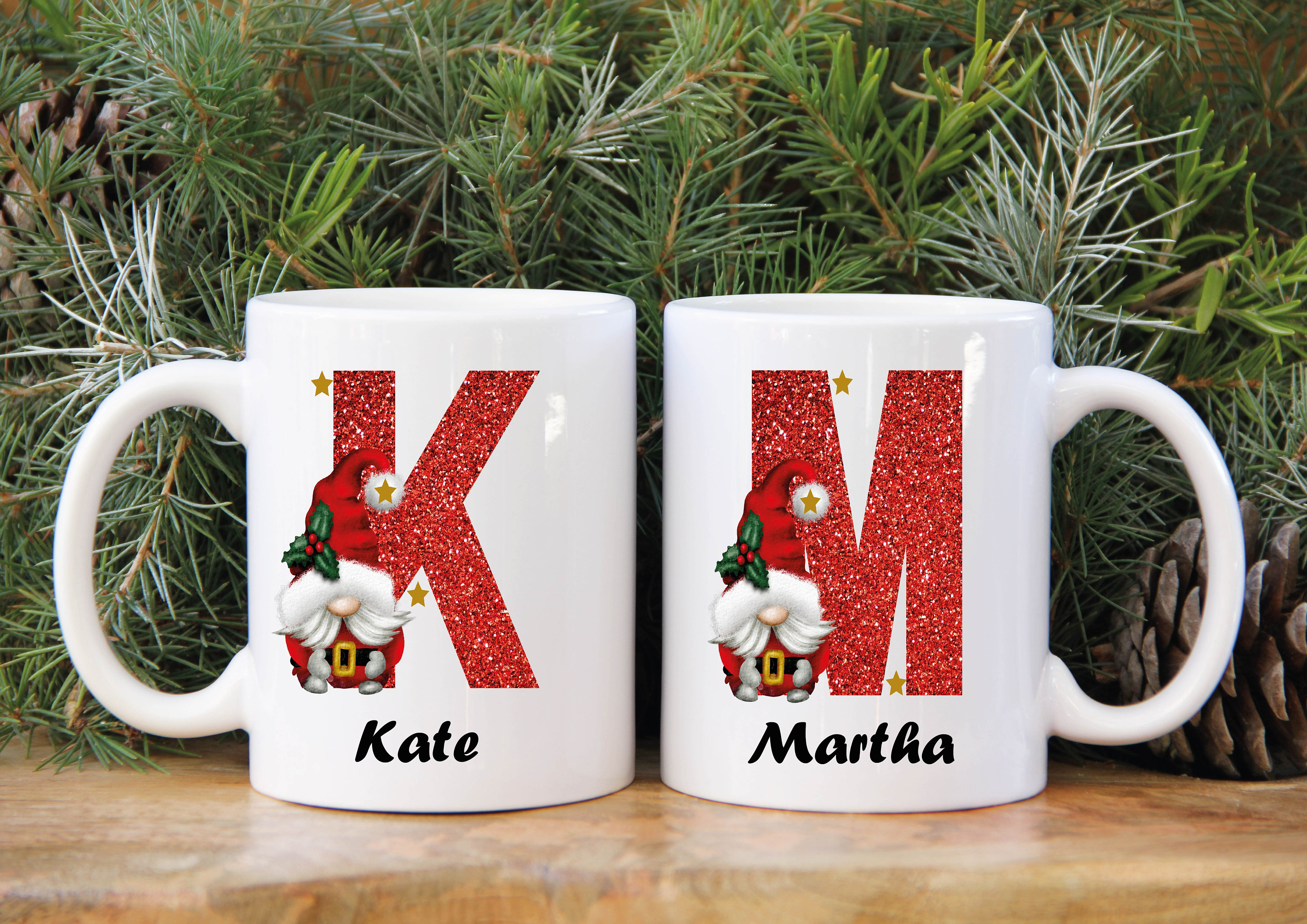 Red Shiny Custom Name Christmas Mugs, Custom Coffee Mugs, Your Text ...