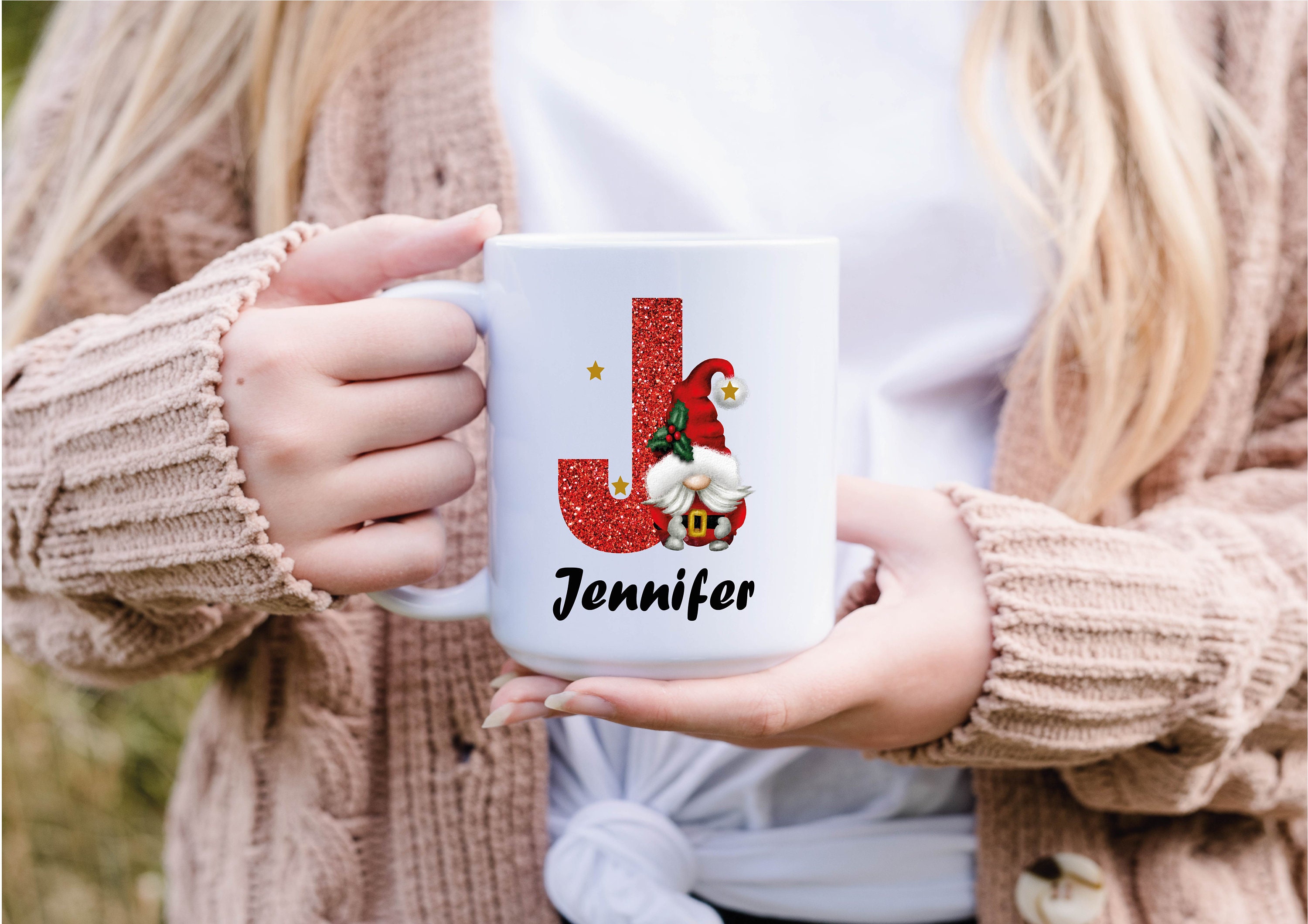 Red Shiny Custom Name Christmas Mugs, Custom Coffee Mugs, Your Text ...
