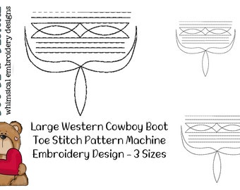 Western Cowboy Boot Toe Stitch Pattern Machine Embroidery Design - 4 ...