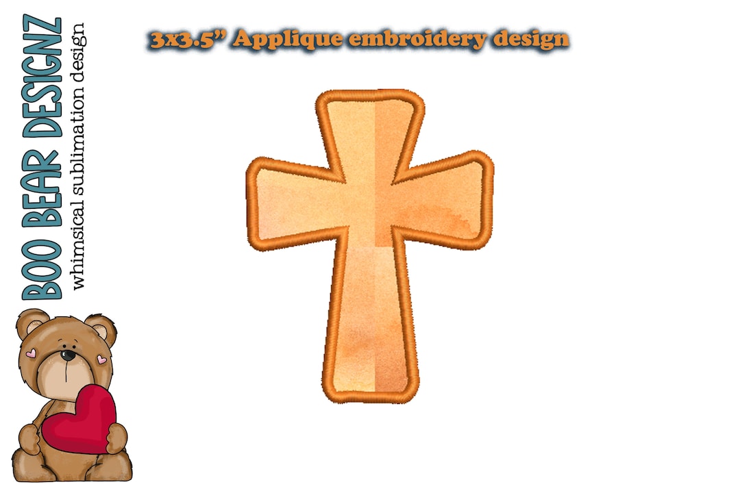 Round Edge Applique Cross Embroidery Design - Etsy