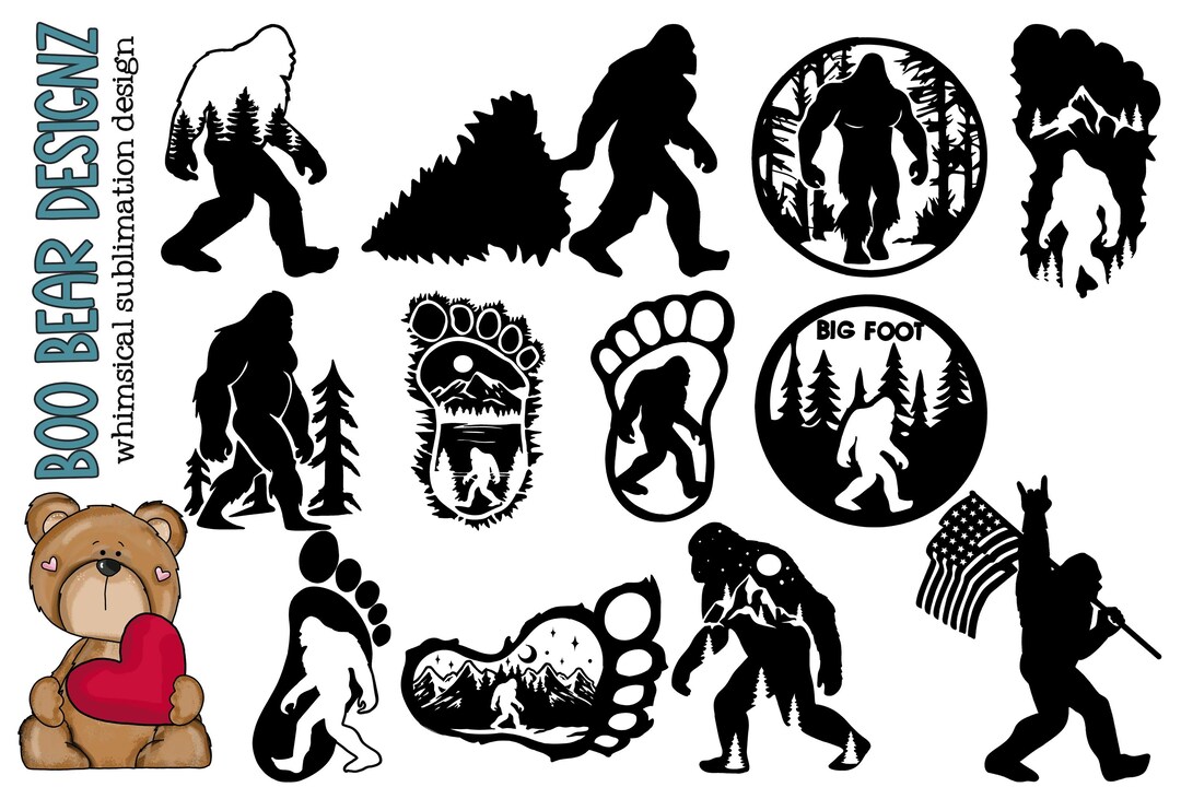 Wilderness Bigfoot Clipart Bundle - Etsy