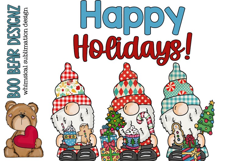 Happy Holidays, Gnome Clipart - Etsy