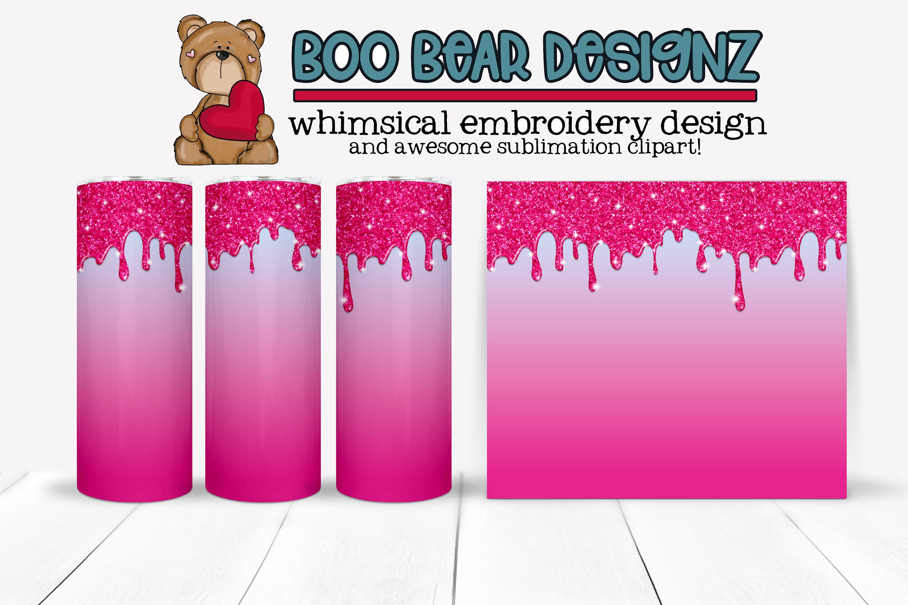 Hot Pink Glitter Drip Sublimation Tumbler Design - Etsy