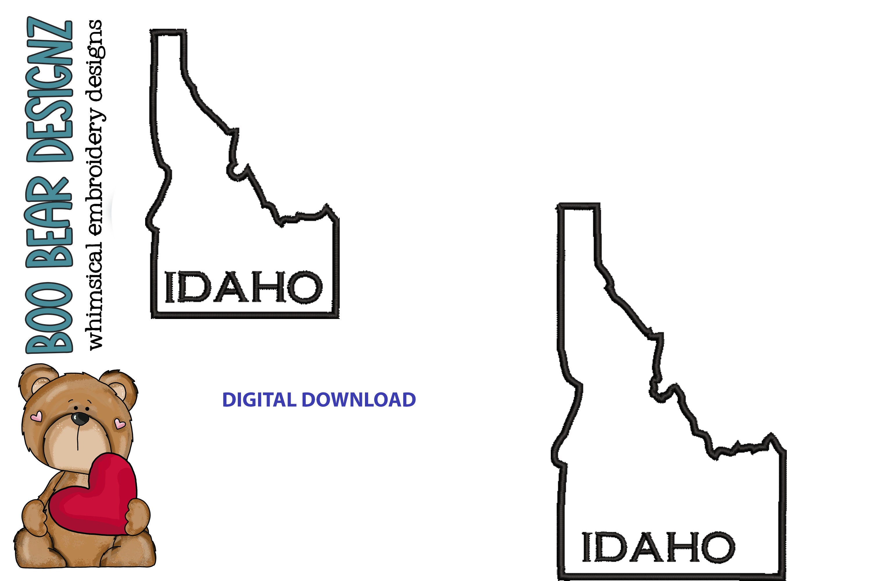 I Love Idaho Embroidery Design Two Sizes Included Digital Download. - Etsy