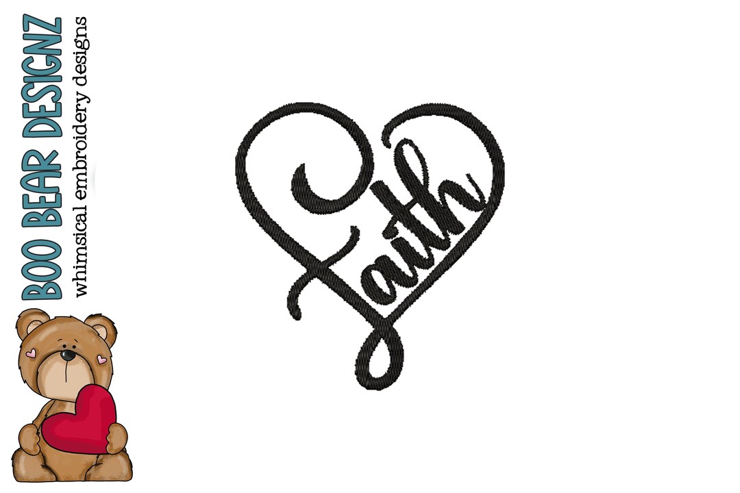 Heart With Faith Embroidery Design (digital Files) - Etsy