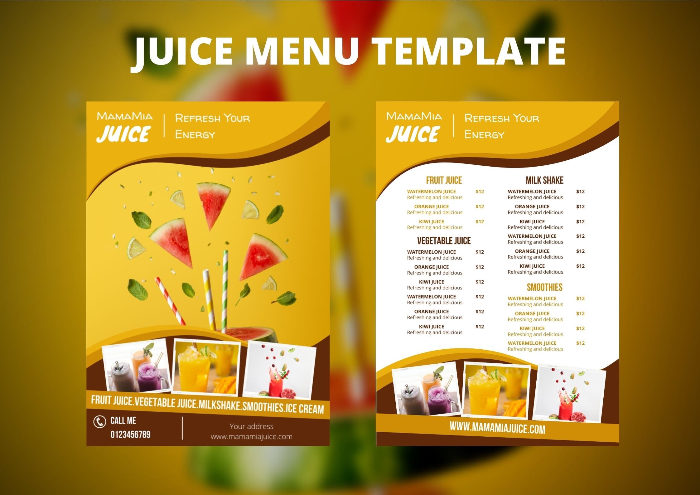 Fresh Juice Menu Design