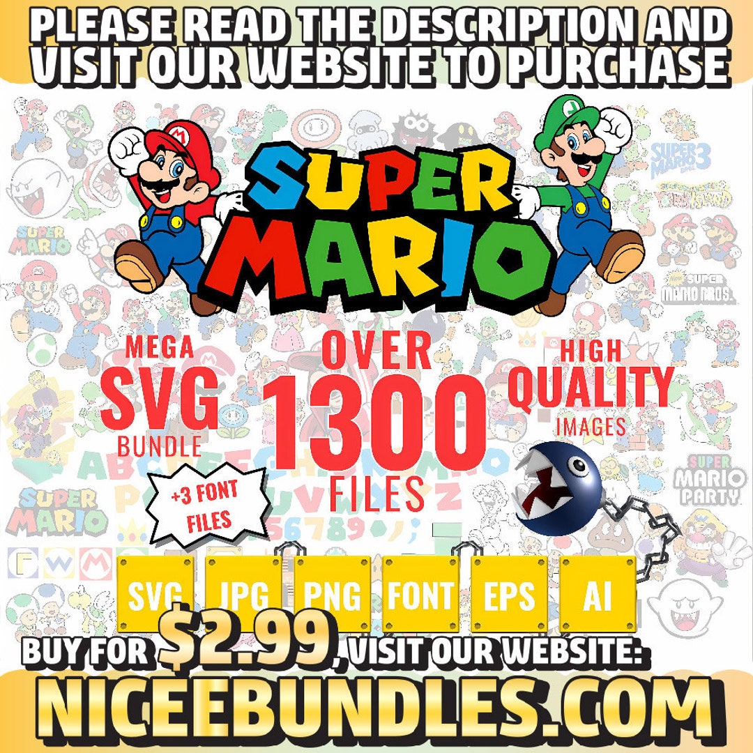 Super Mario SVG Bundle for Cricut and Sublimation, Mario Cut Files ...