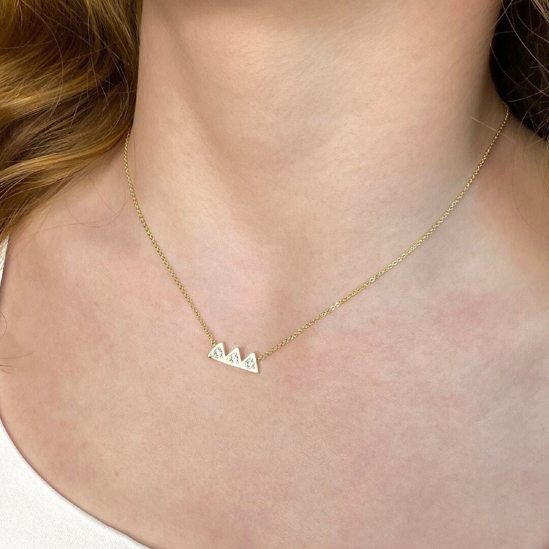 Gold Mountain Necklace Nature Necklace Nature Jewelry 14K Gold CZ ...