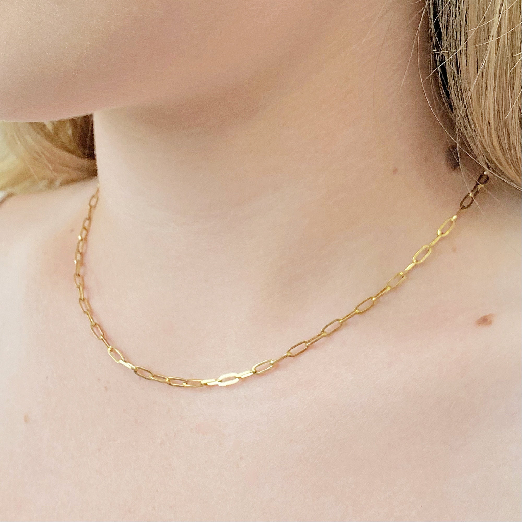 Paperclip Chain Necklace 14K Gold Stainless Steel Non Tarnish Dainty ...