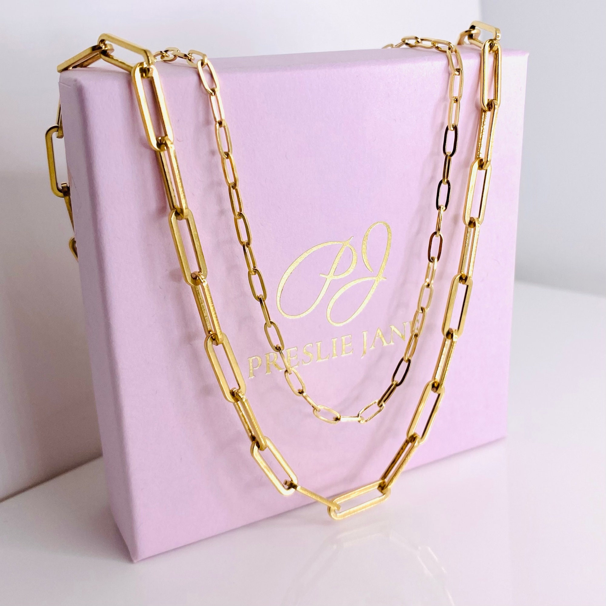 Paperclip Chain Necklace 14K Gold Stainless Steel Non Tarnish Dainty ...