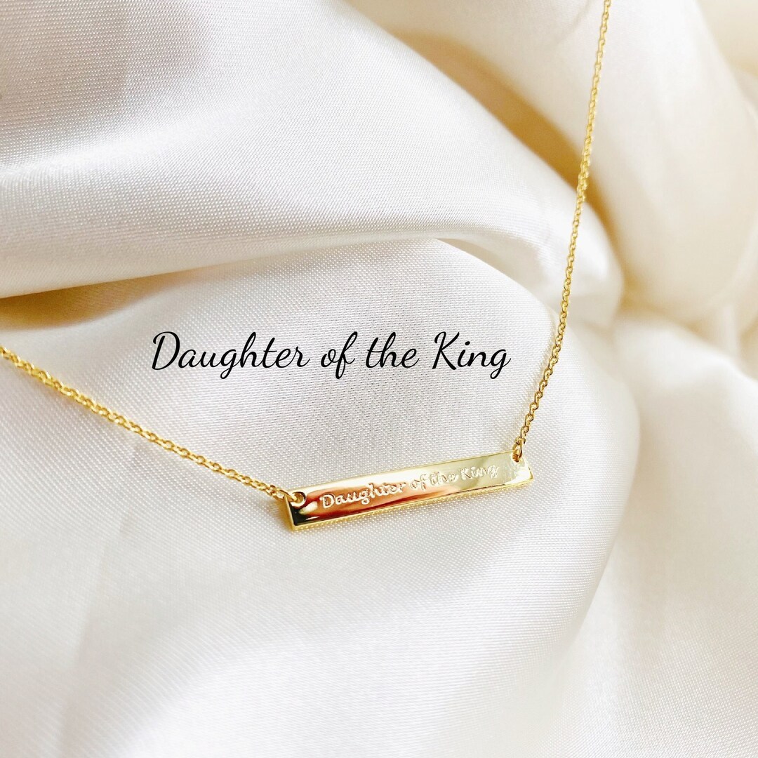 Jesus Necklace Daughter of the King Necklace Gold Bar 14K Gold Plated ...