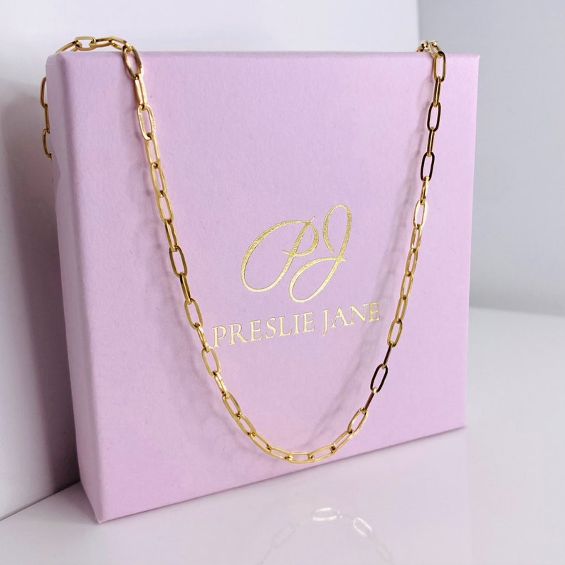 Paperclip Chain Necklace 14K Gold Stainless Steel Non Tarnish Dainty ...