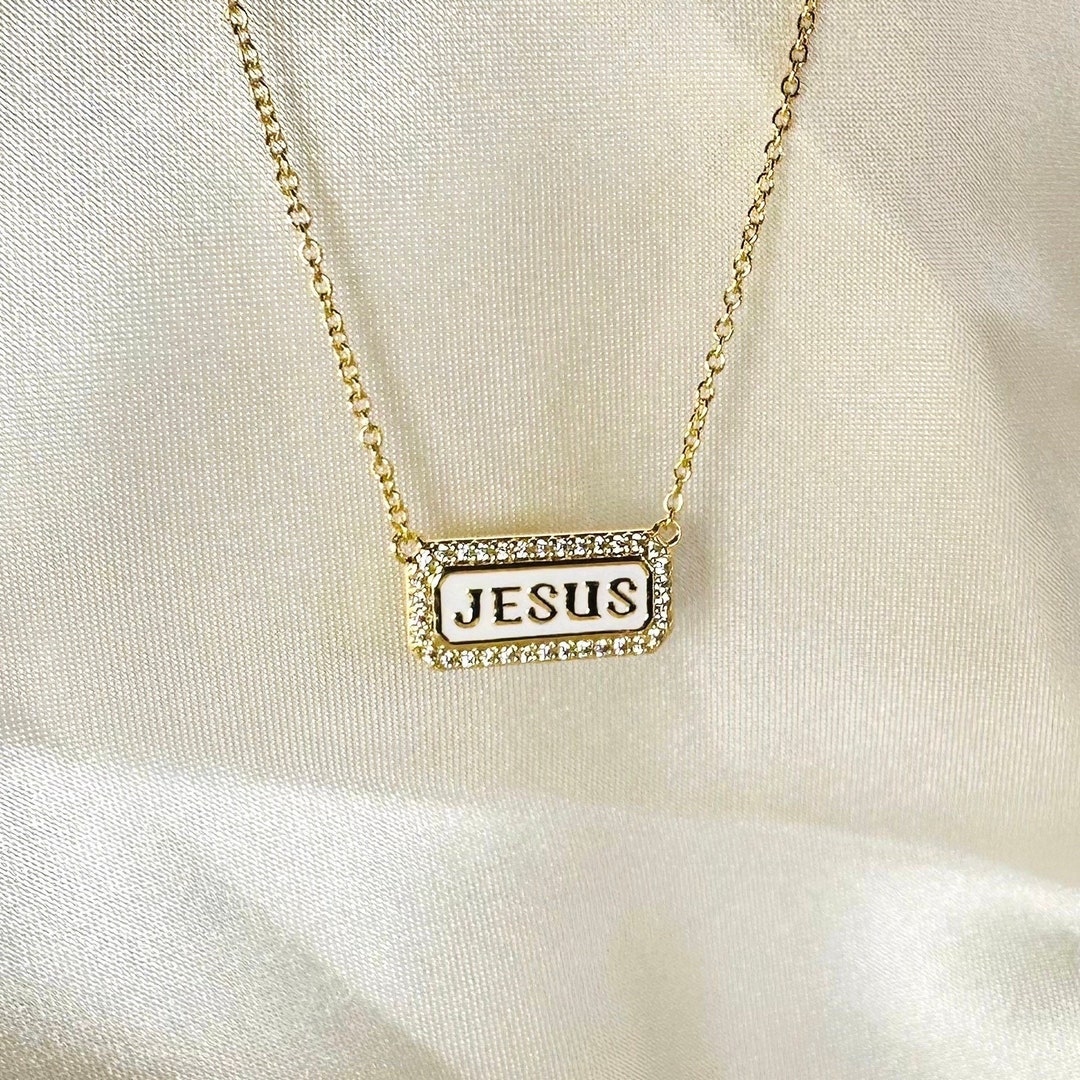 Jesus Necklace Daughter of the King Necklace Gold Bar 14K Gold Plated ...