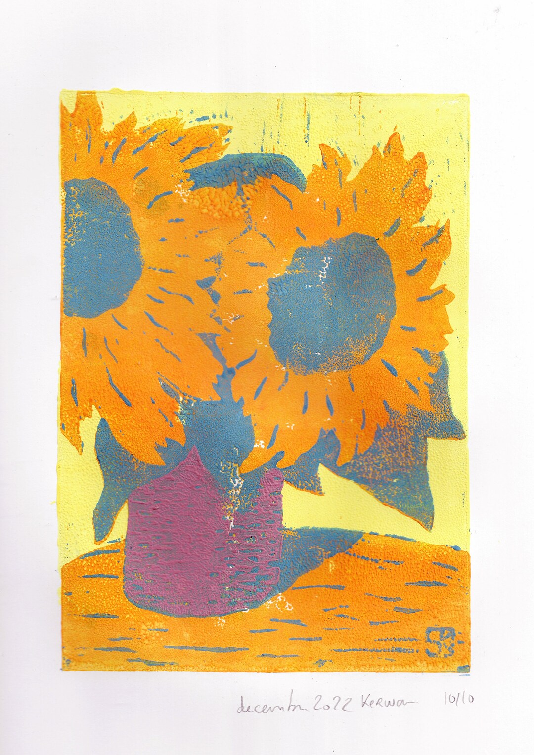 Sunflowers in Linocut - Etsy