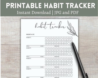 Monthly Habit Tracker Printable Habit Planner Instant Download ...