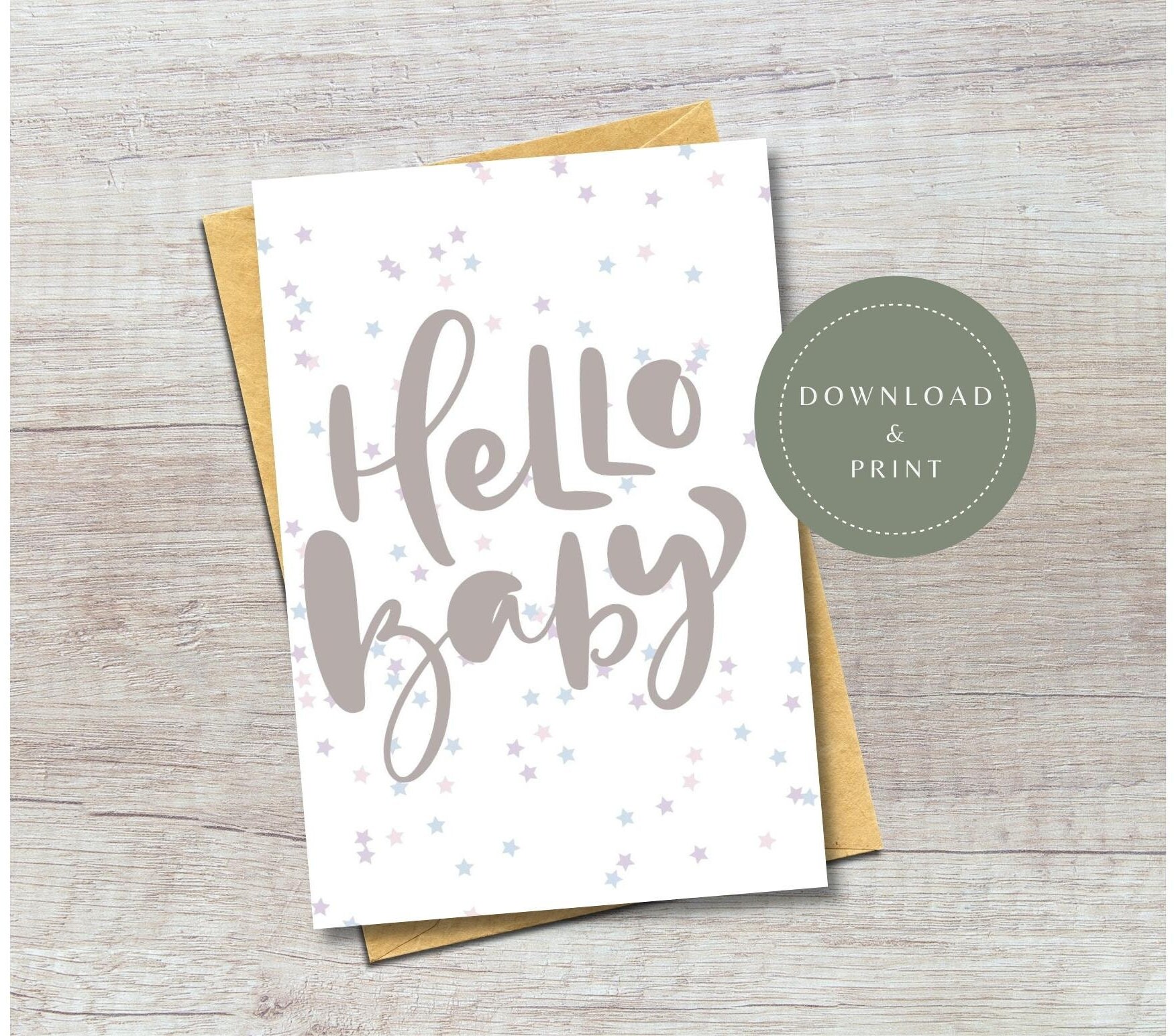 Digital Hello Baby Card | Printable New Baby Congratulations Card ...