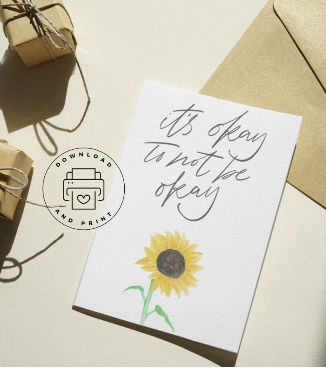 Digital Encouragement Card | Printable It's Okay Not to Be Okay Card ...
