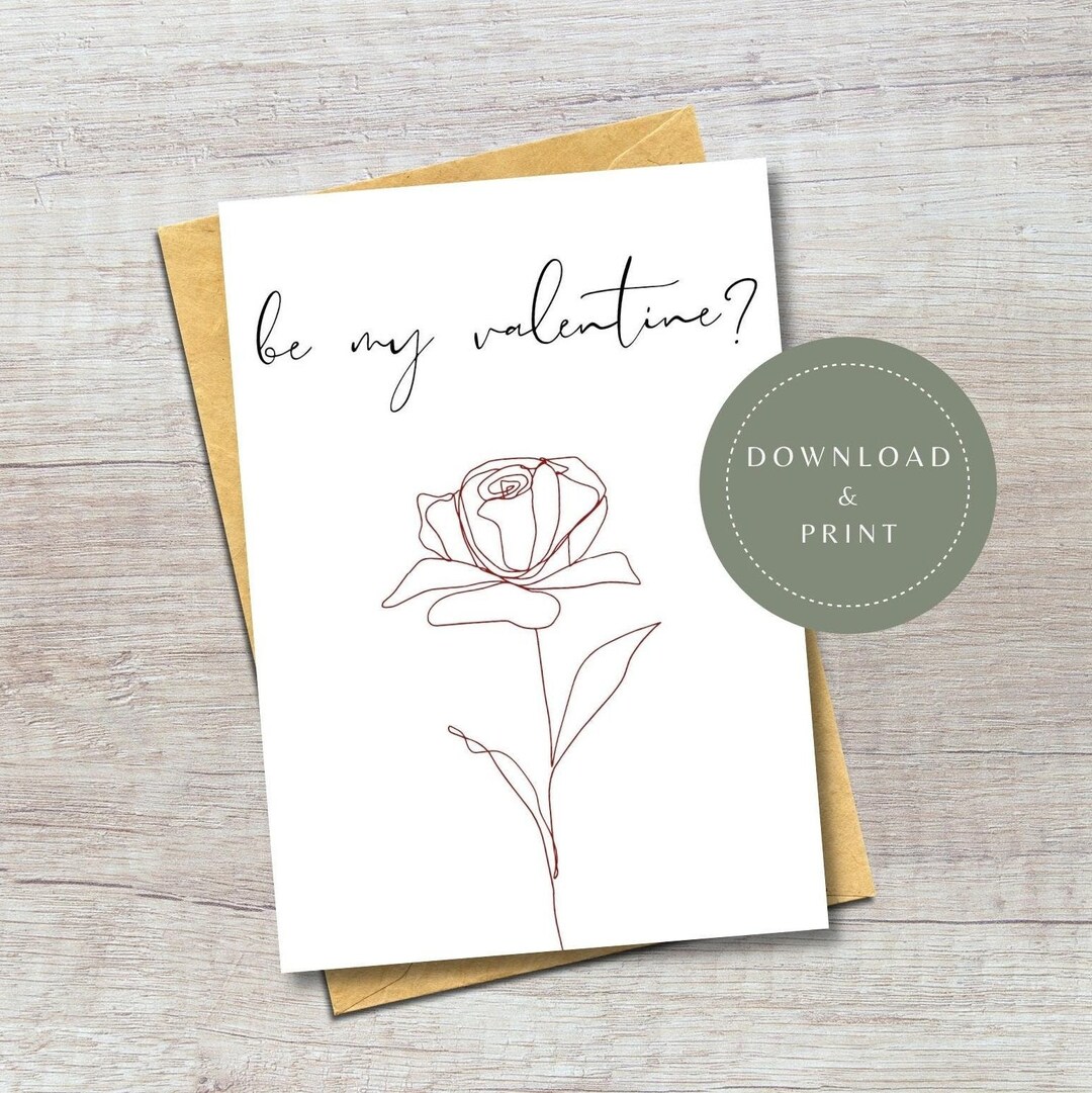 Printable Valentine's Day Card Digital Be My Valentine Card Happy ...