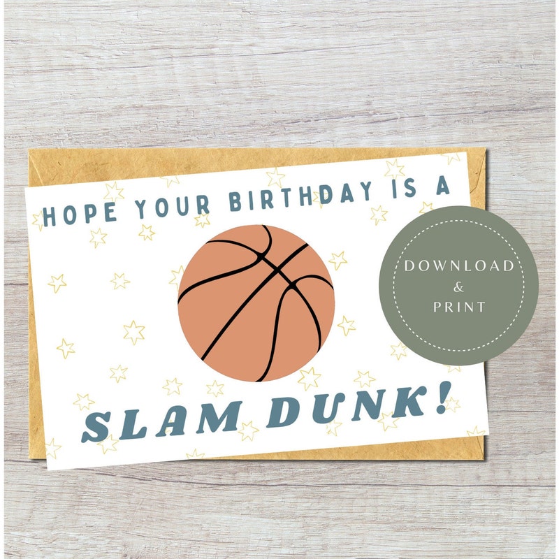 Basketball Happy Birthday Card - Etsy