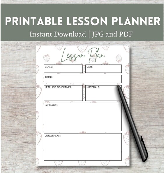 Digital Lesson Planner Printable Lesson Plan Template for - Etsy