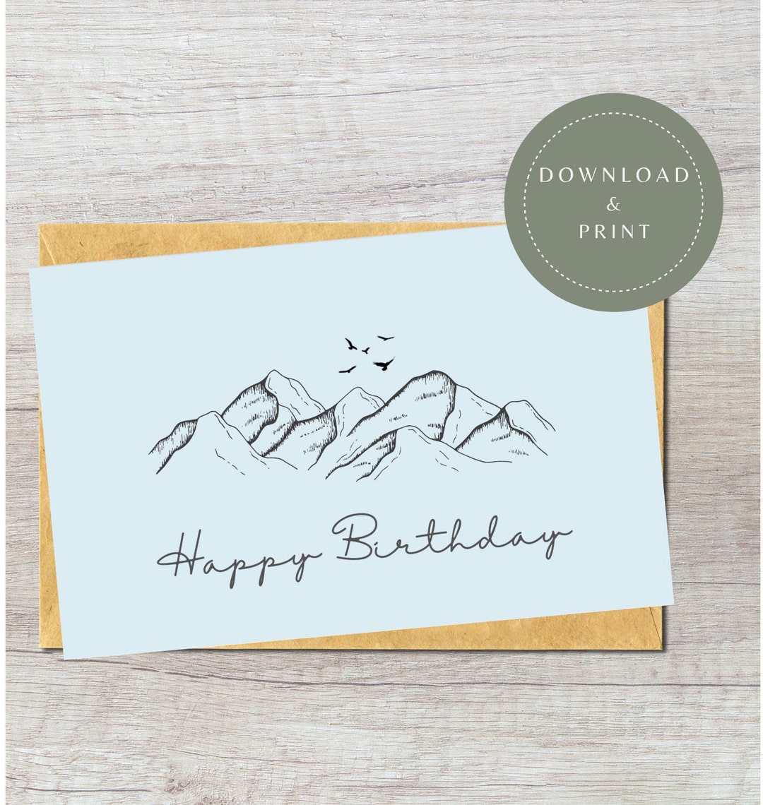 Digital Birthday Card | Printable Mountain Happy Birthday Download ...