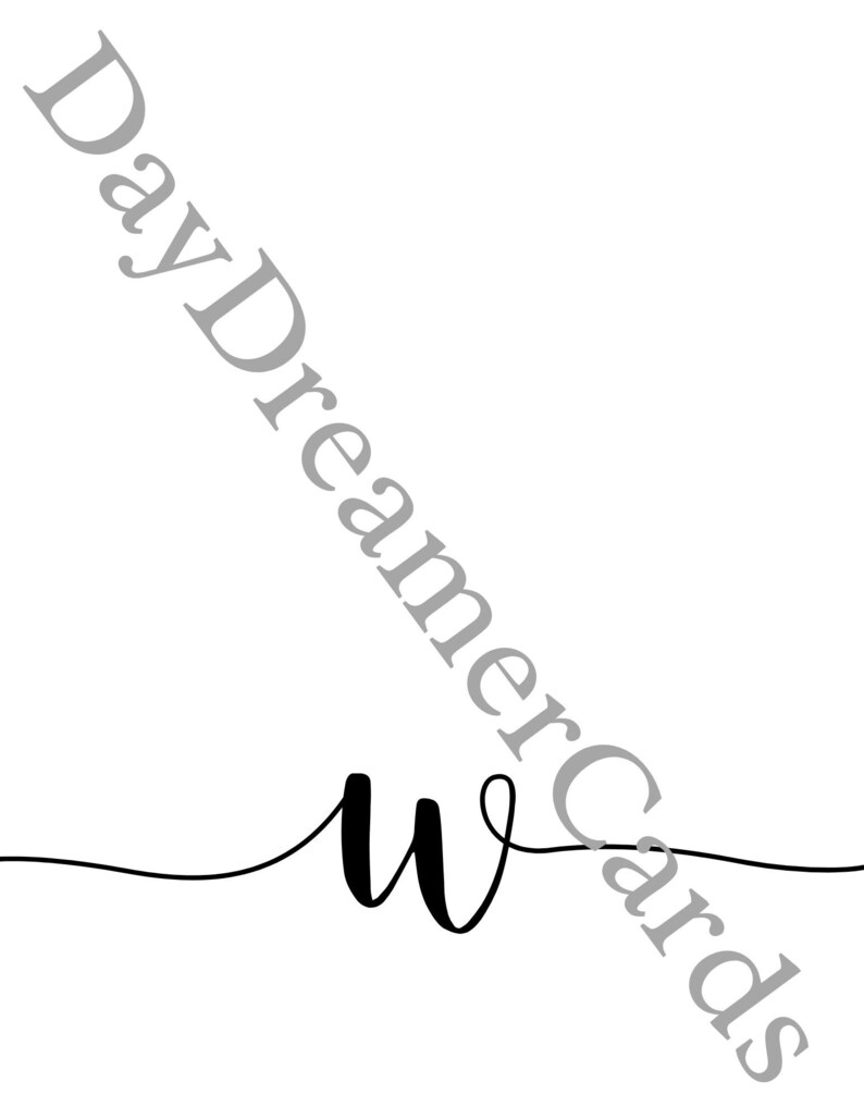 Digital Letter W Card Printable W Initial Card Calligraphy - Etsy