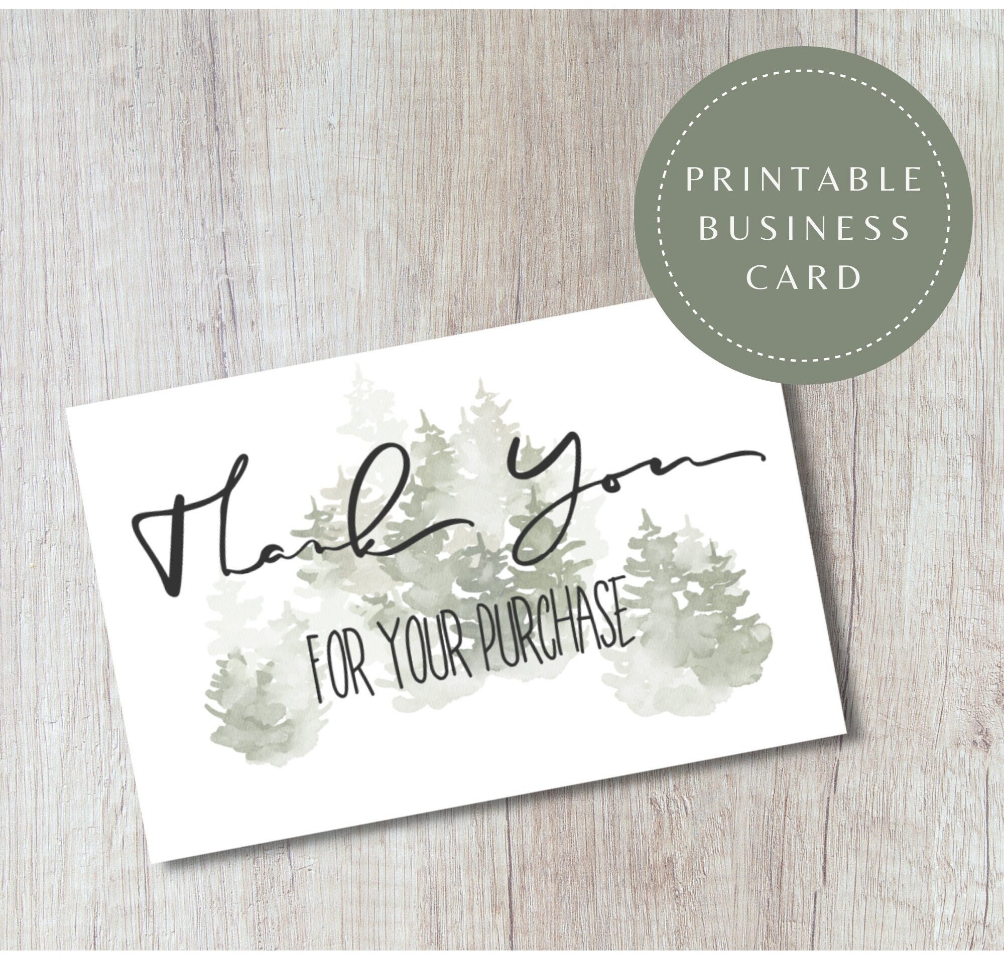 Digital Business Cards | Printable Thank You for Your Purchase Card ...