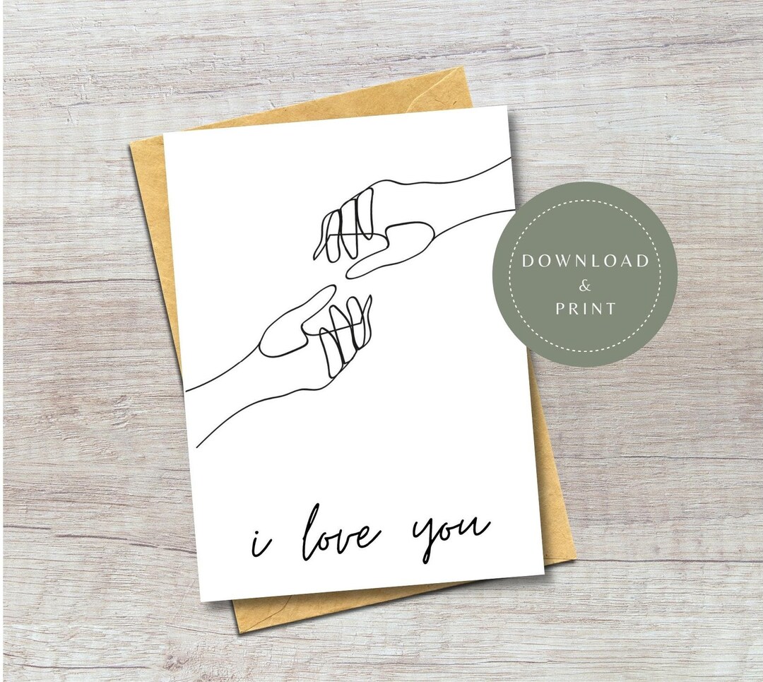 Digital I Love You Card Printable I Love You Line Art Card - Etsy