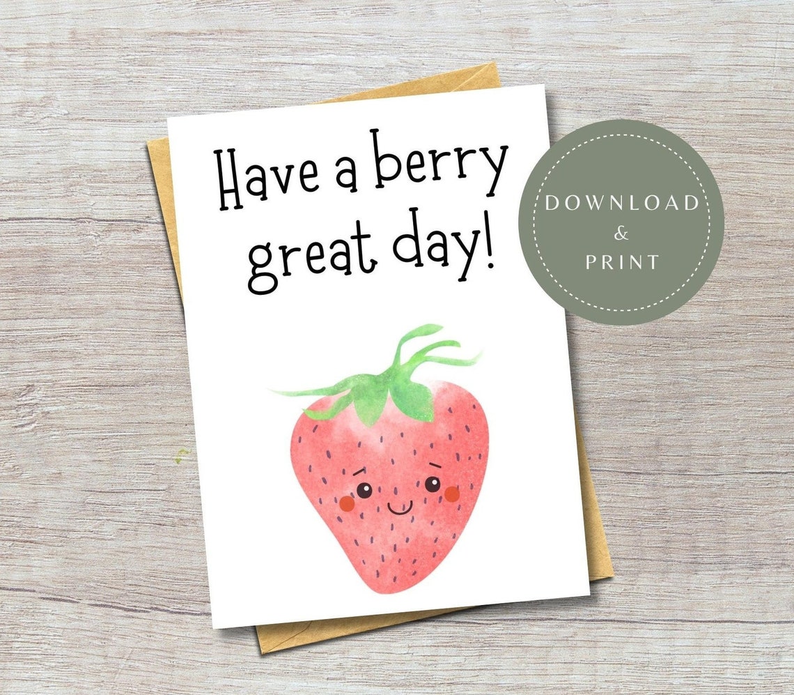 Digital Just Because Card Printable Strawberry Friendship - Etsy