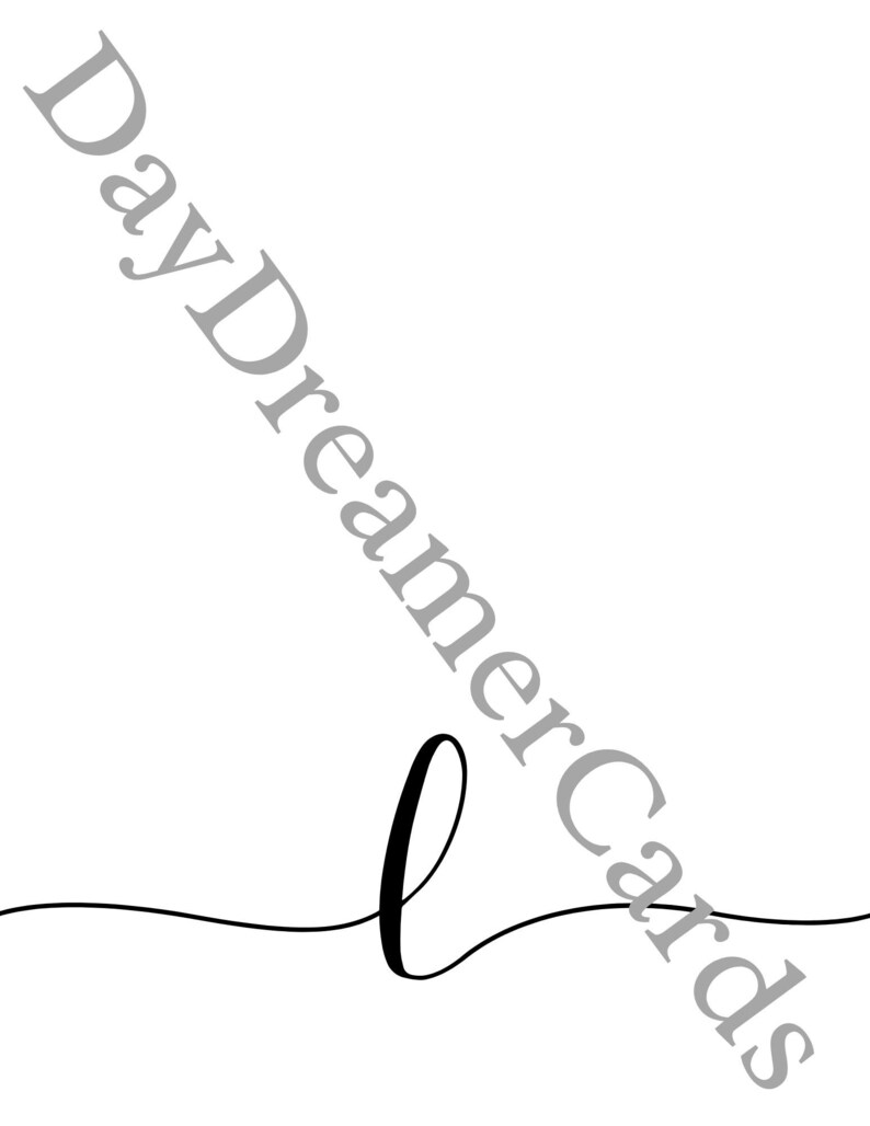 Digital Letter L Card | Printable Cursive Letter L Greeting Card ...