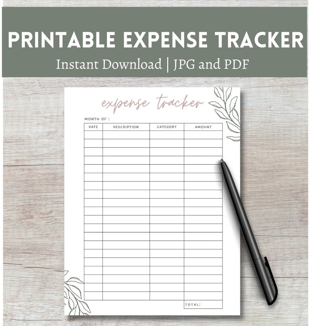 Digital Expense Tracker | Printable Spending Log | Minimalist Budgeting ...