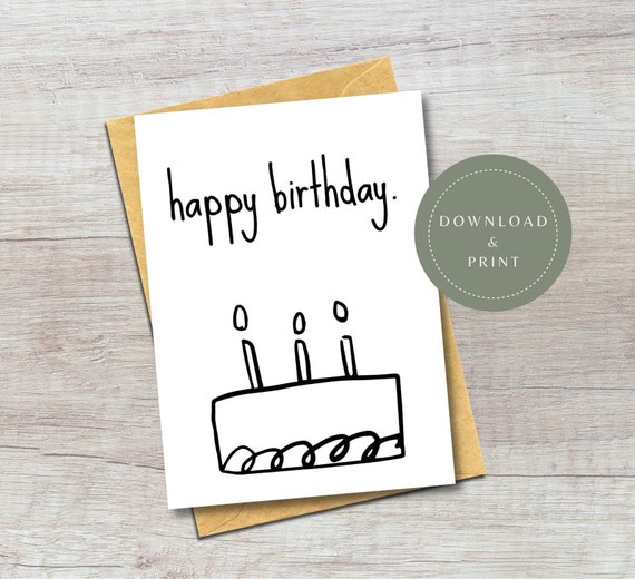 Digital Birthday Card Printable Simple Minimalist Birthday - Etsy