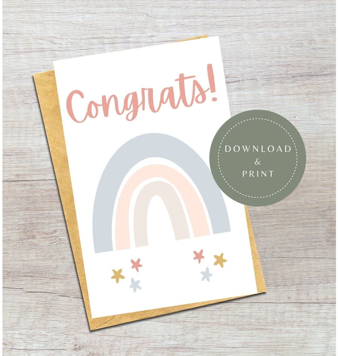 Digital Congratulations Card | Printable Minimalist Congrats Card ...