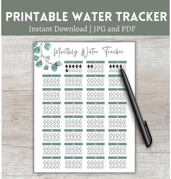 Digital Water Tracker Water Intake Tracker Habit Tracker | Etsy