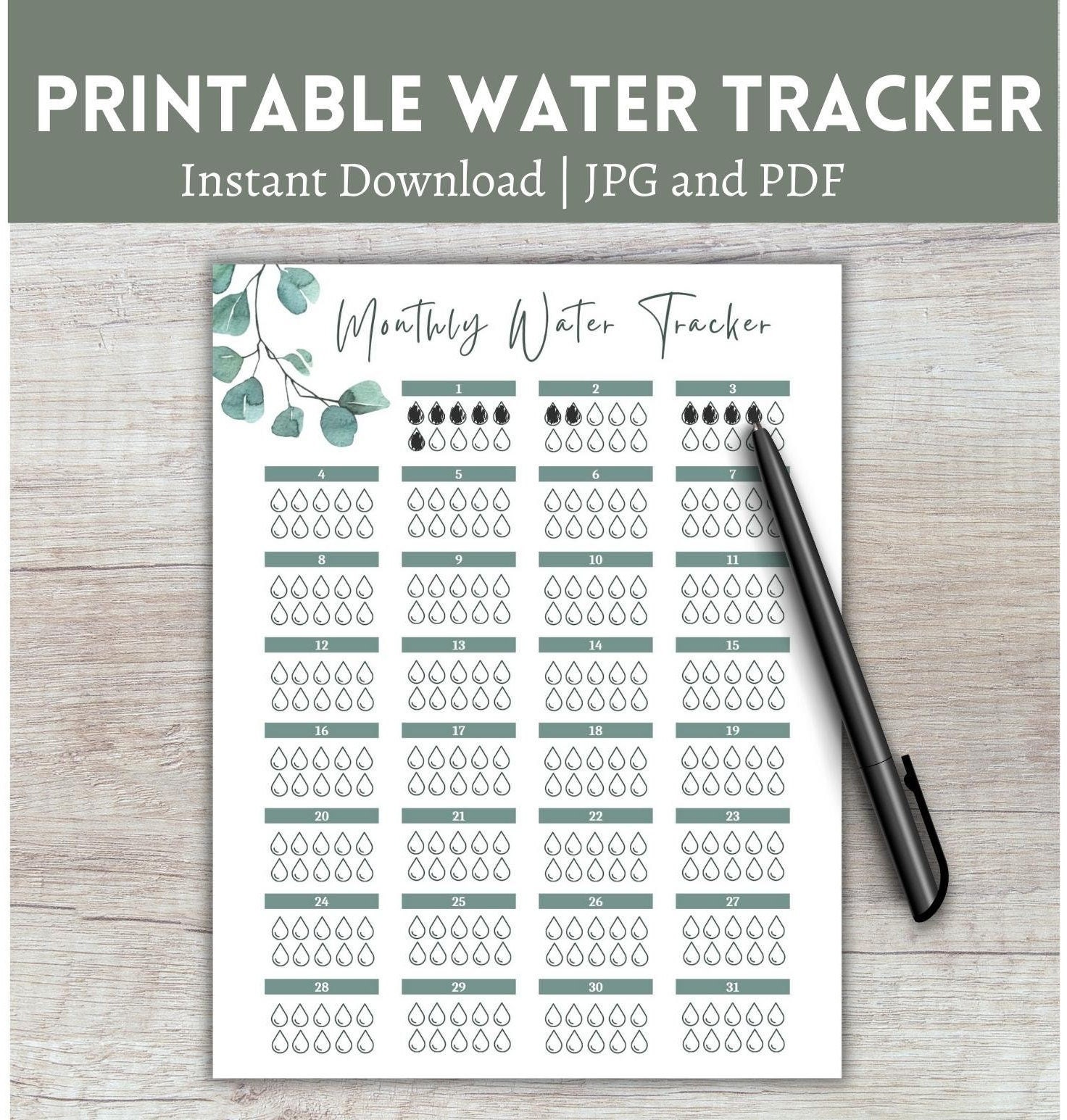 Digital Water Tracker Water Intake Tracker Habit Tracker Water Drinking ...