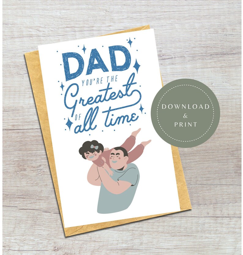 Digital Best Dad Card Printable Greatest Father Card - Etsy