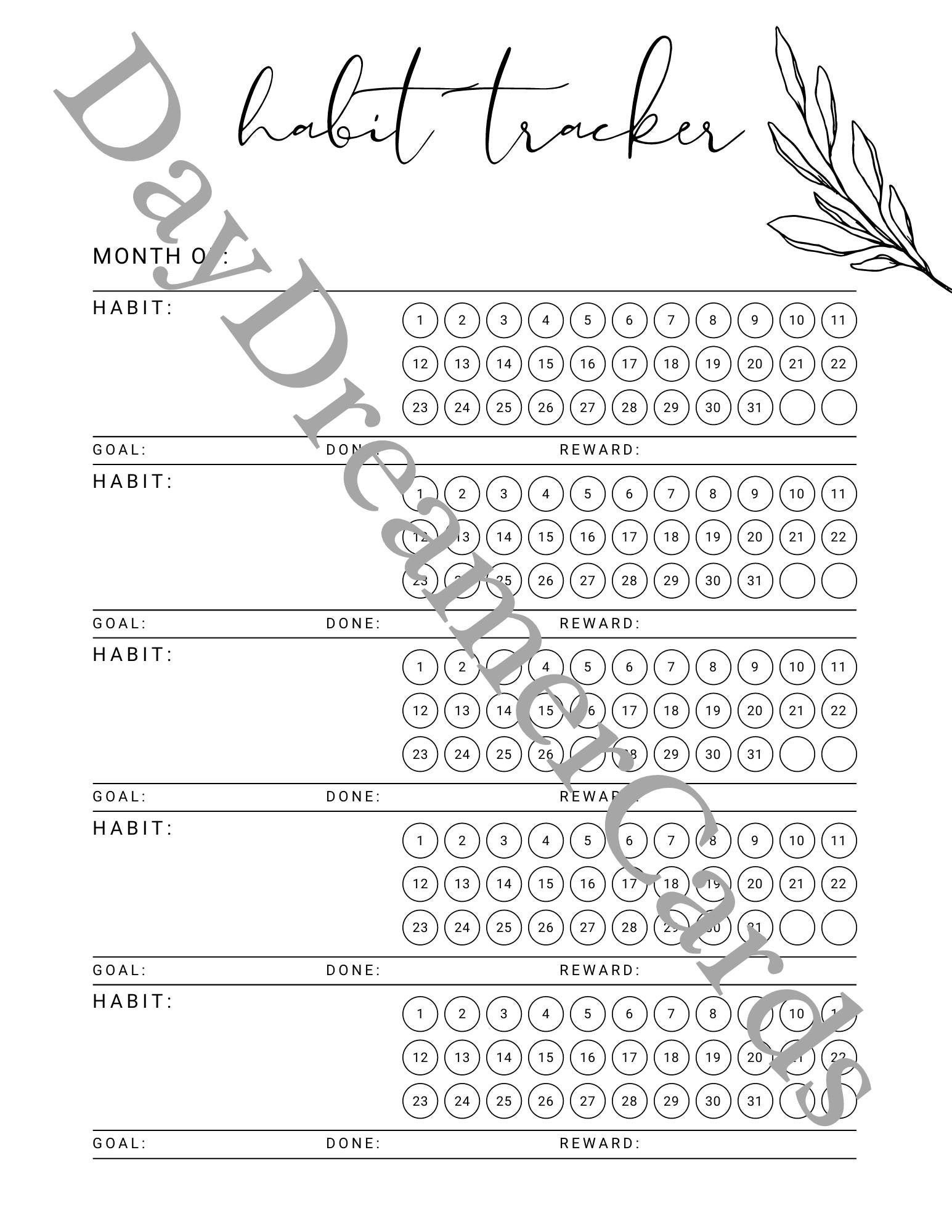 Monthly Habit Tracker | Printable Goal Planner | Instant Download ...
