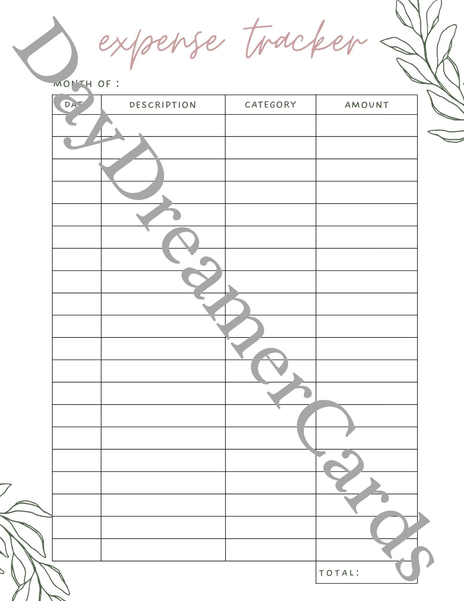 Digital Expense Tracker | Printable Spending Log | Minimalist Budgeting ...