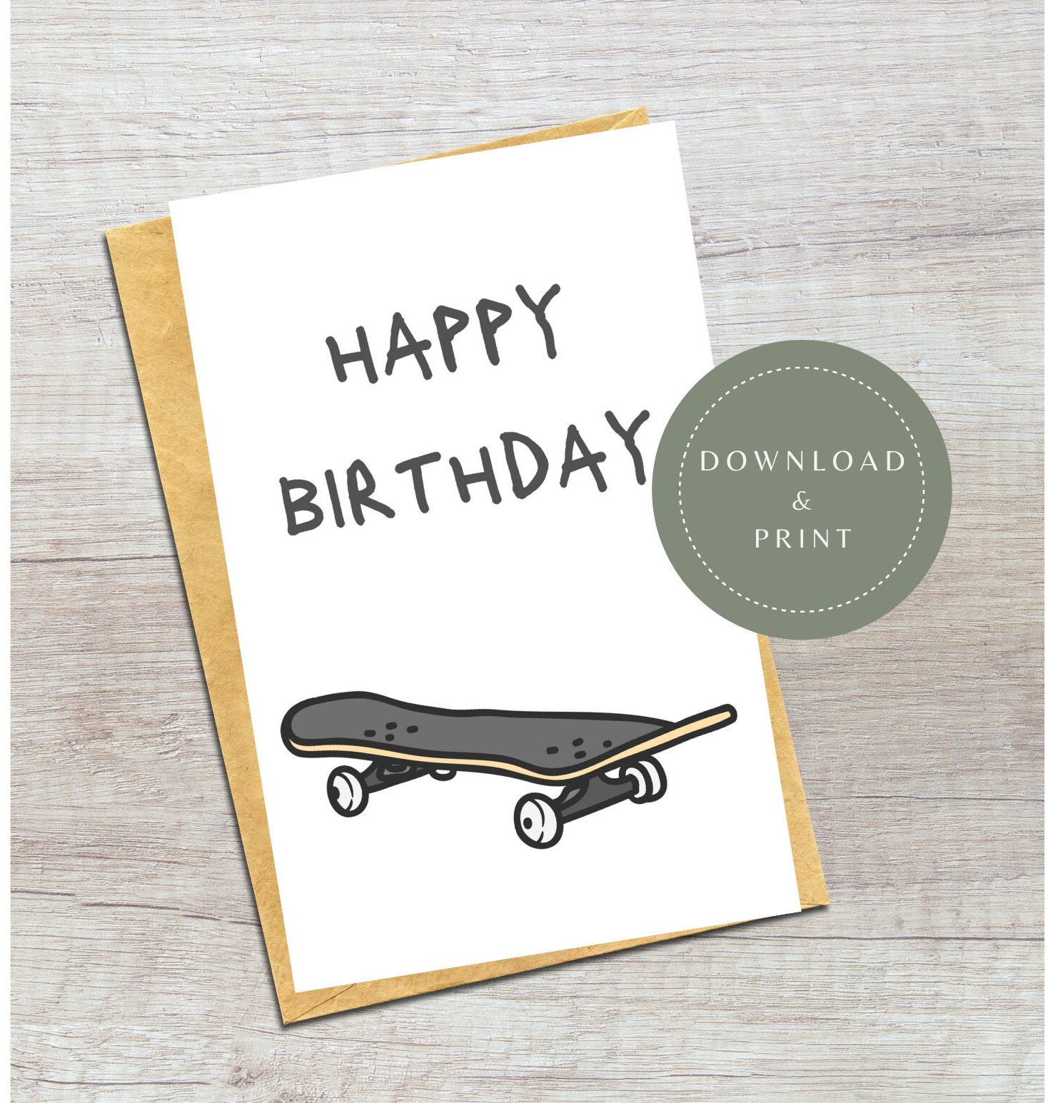 Digital Birthday Card | Skateboard Themed Happy Birthday Card | for ...