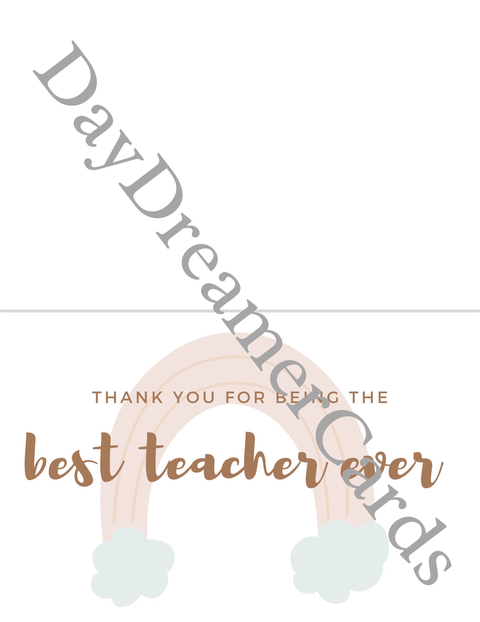 Digital Teacher Card Printable Best Teacher Card Rainbow Minimalist ...