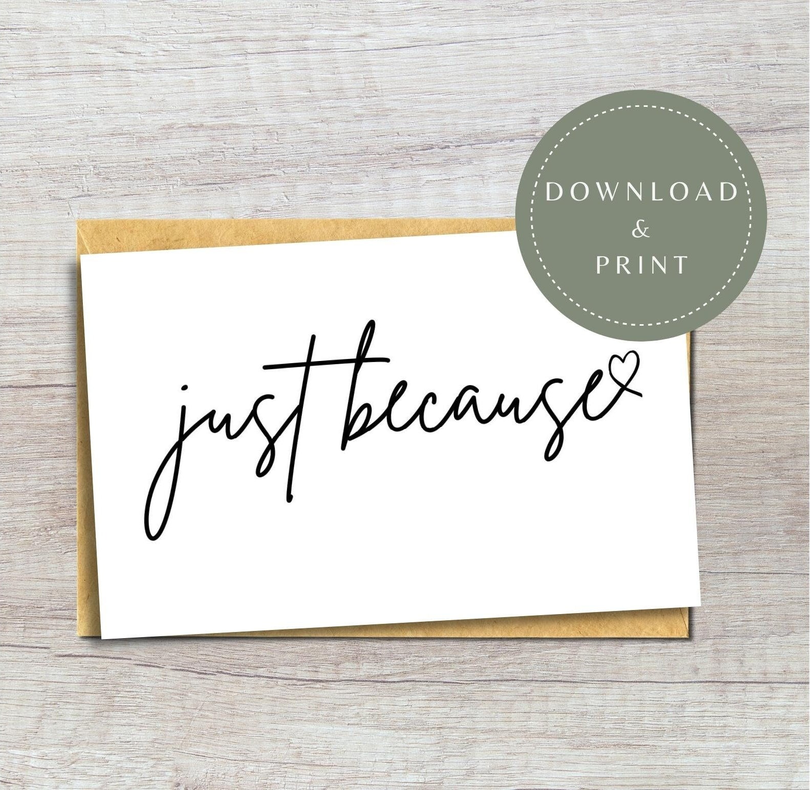 Just Because Printable Cards Just Because Card Etsy UK